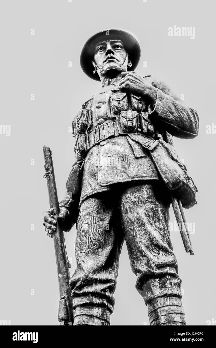 Statue of a First World War British Tommy in full battle uniform Stock ...