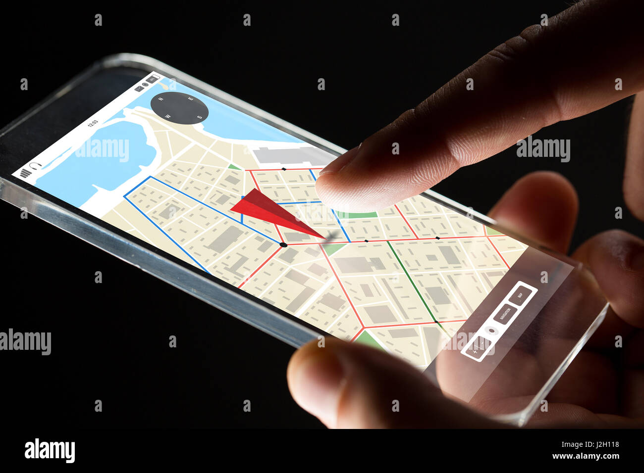 close up of hand with gps map on smartphone Stock Photo - Alamy