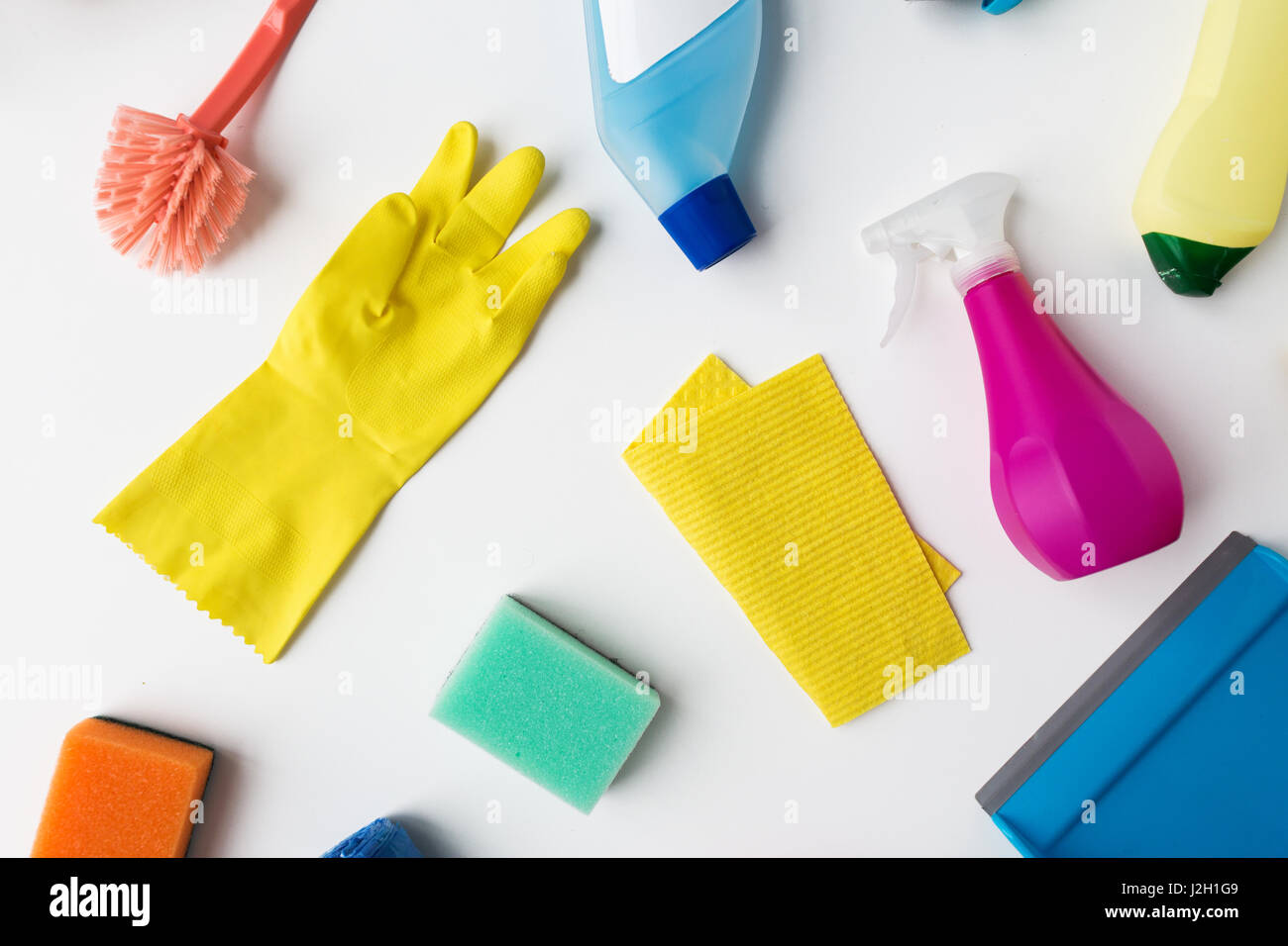 cleaning stuff on white background Stock Photo - Alamy