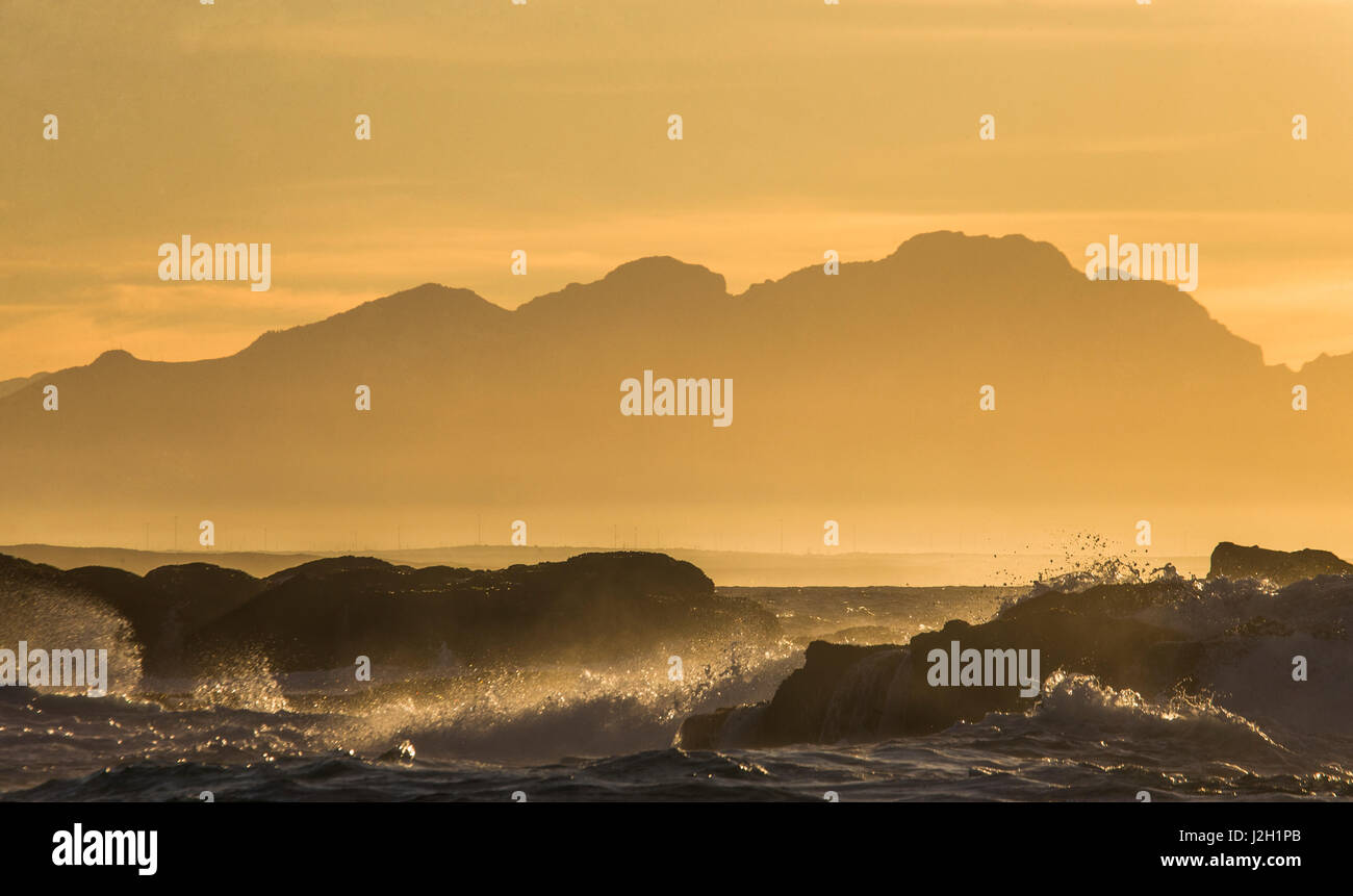 Sunrise on the ocean. Cape Town. False Bay. South Africa Stock Photo ...