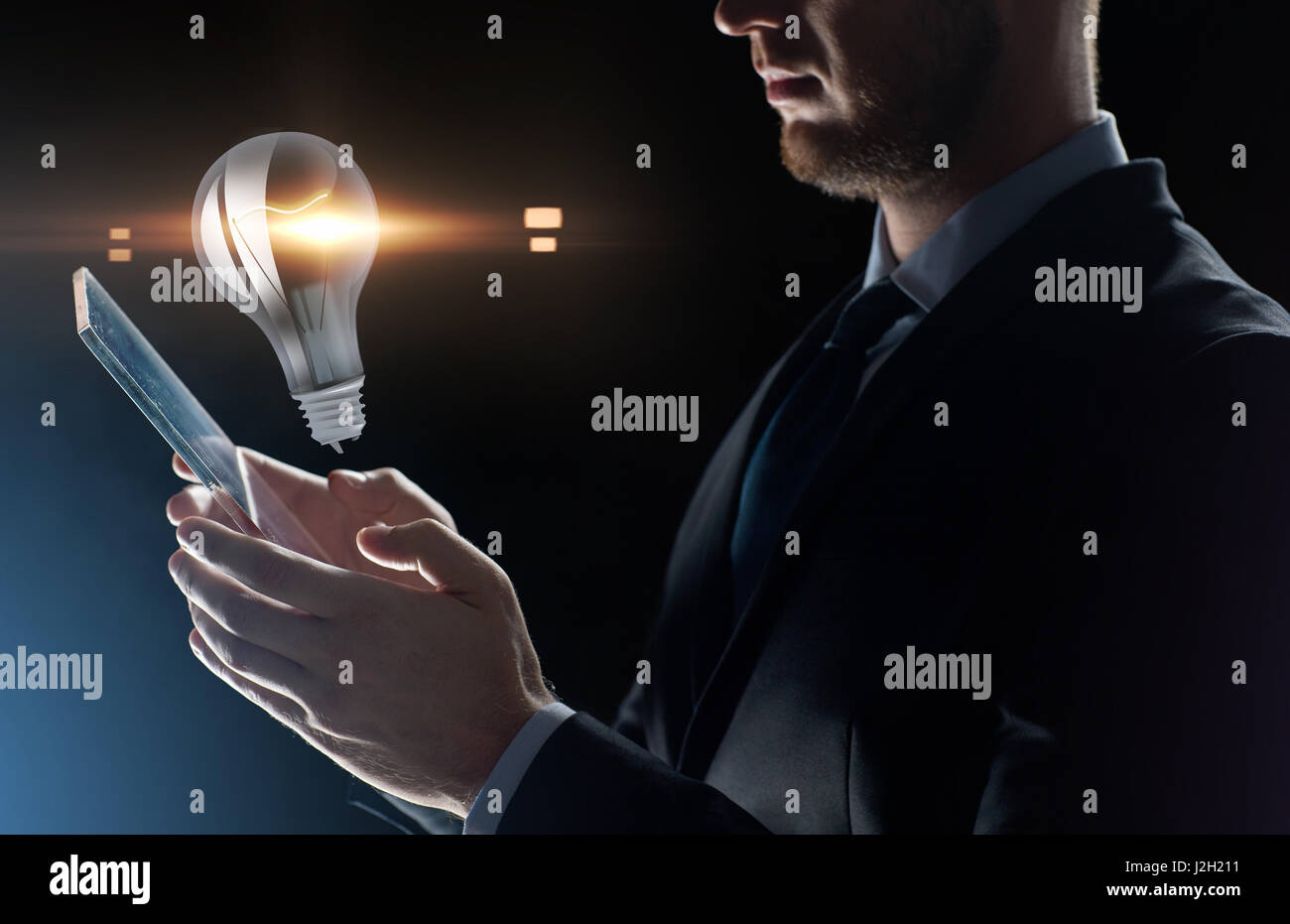 close up of businessman with transparent tablet pc Stock Photo - Alamy