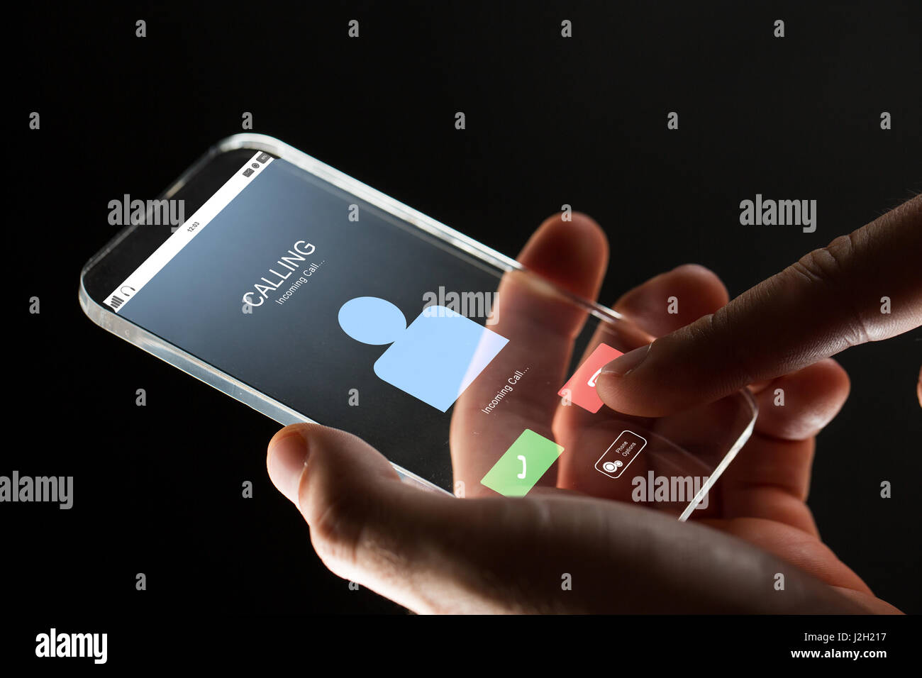 close up of hand with incoming call on smartphone Stock Photo - Alamy