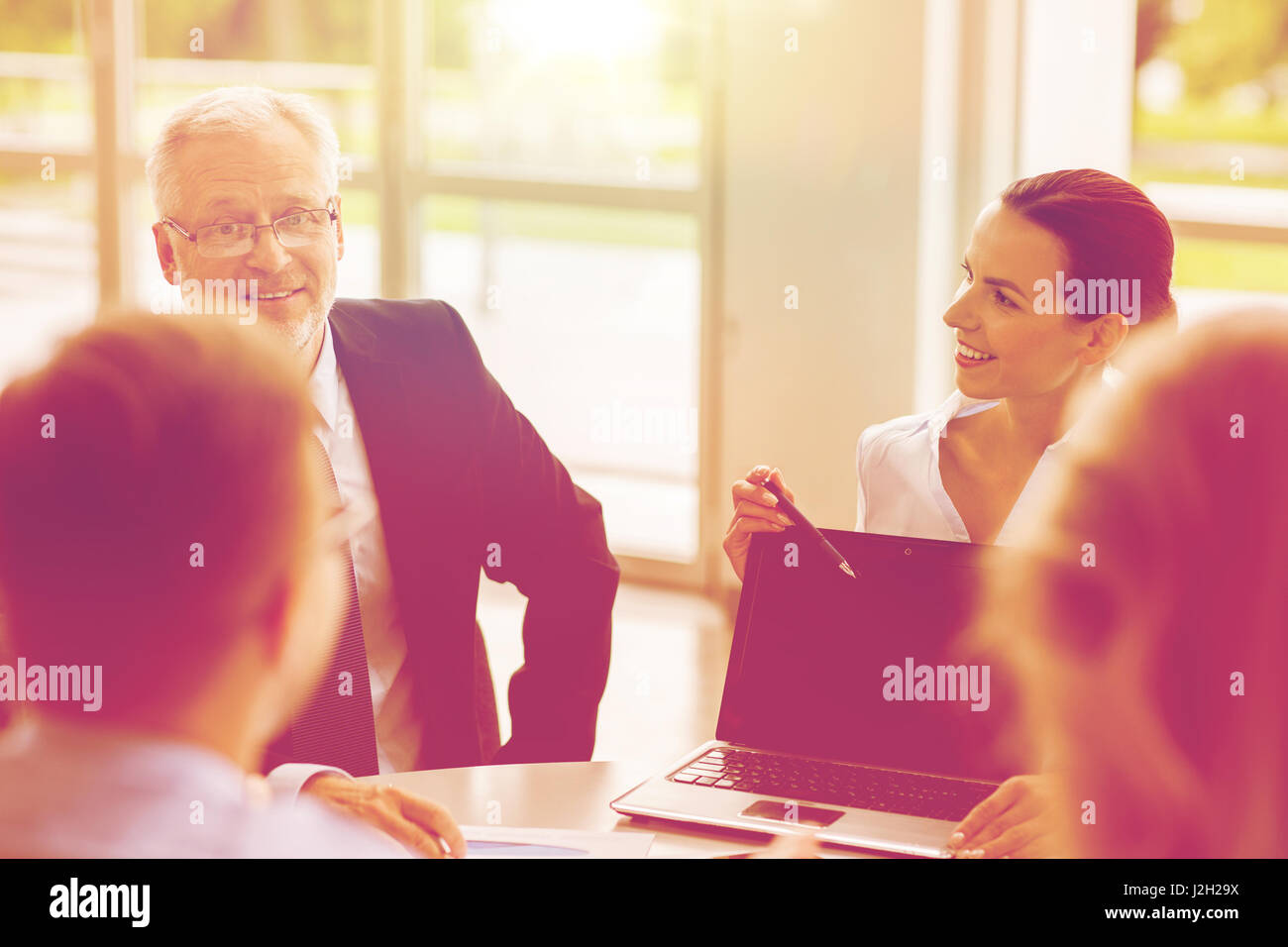 business people with laptop meeting in office Stock Photo - Alamy