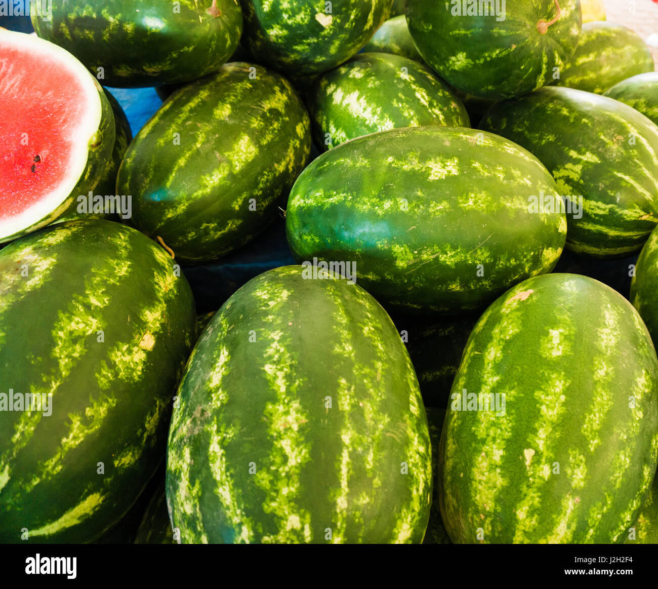 Watermelons on a market. Heap of watermelons Stock Photo - Alamy