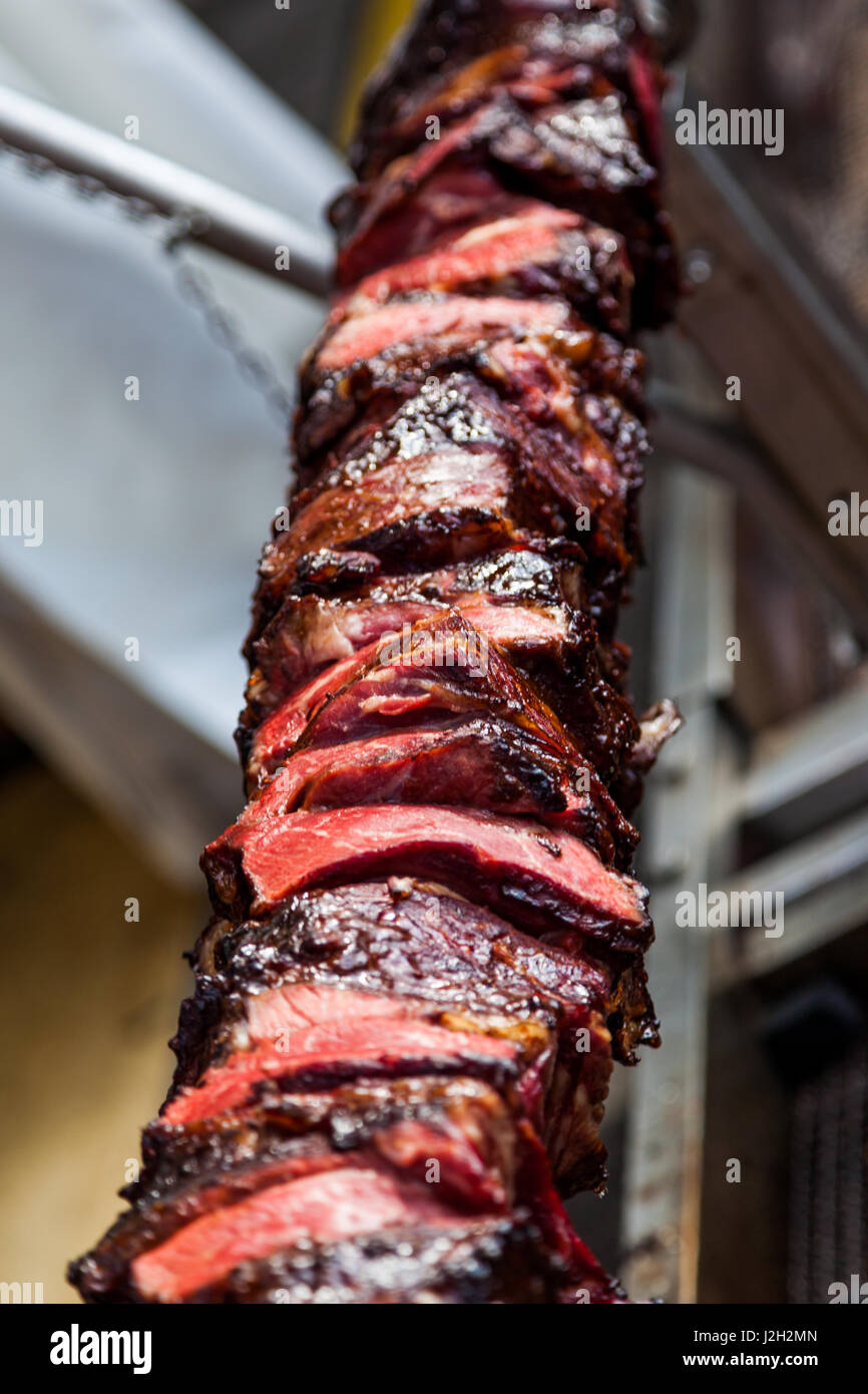 Large pieces of meat on stick. grilled meat Stock Photo - Alamy