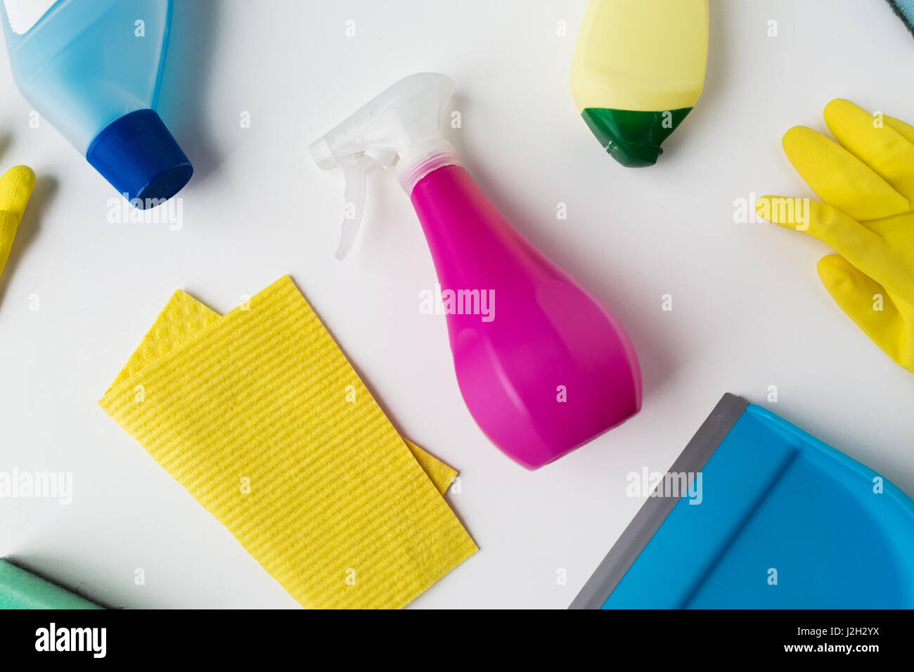 cleaning stuff on white background Stock Photo - Alamy
