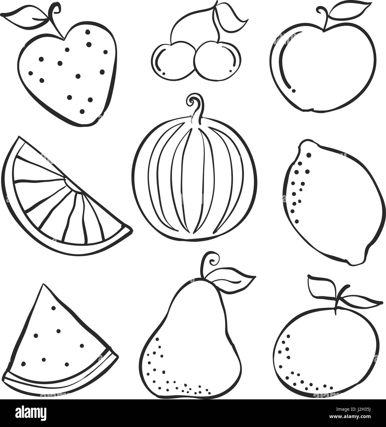 Set of fruit fresh doodles vector illustration Stock Vector Image & Art ...