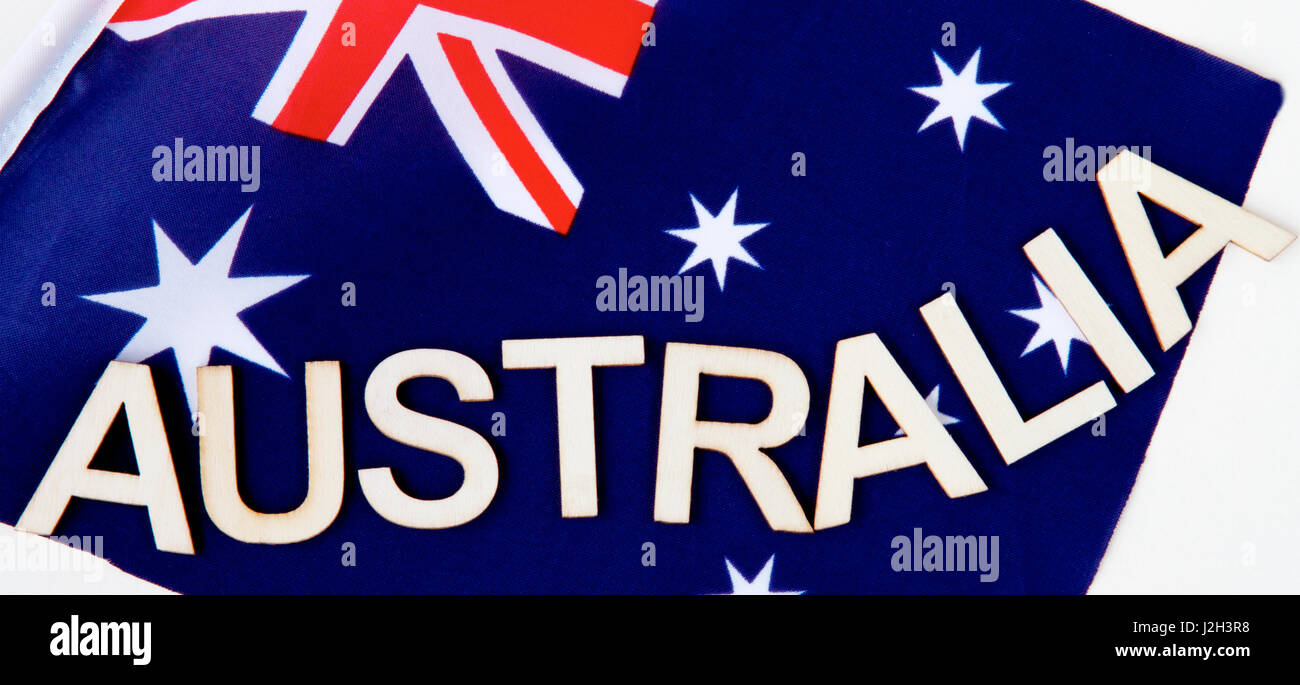 Australian signage on the Australian flag Stock Photo - Alamy