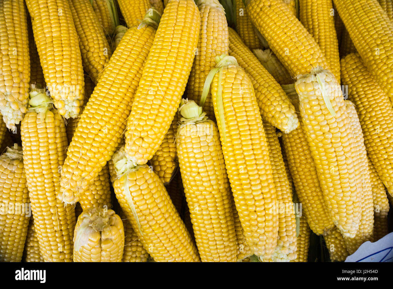 market stall with corncobs. Fresh sweet corn Stock Photo - Alamy