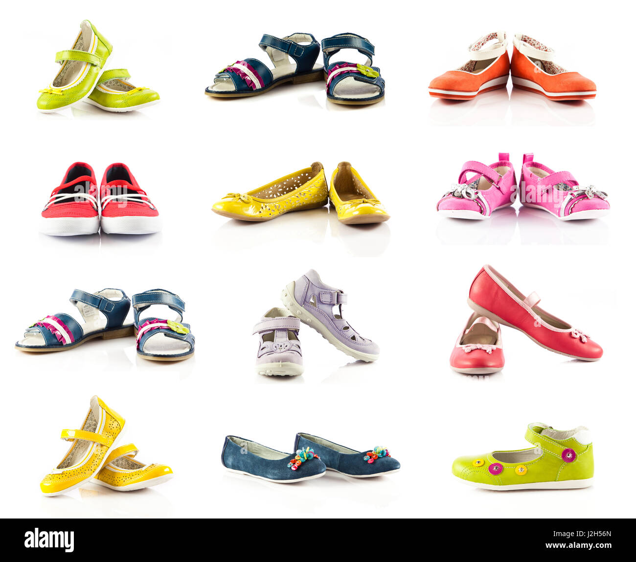children shoes isolated on white background. collection of different ...