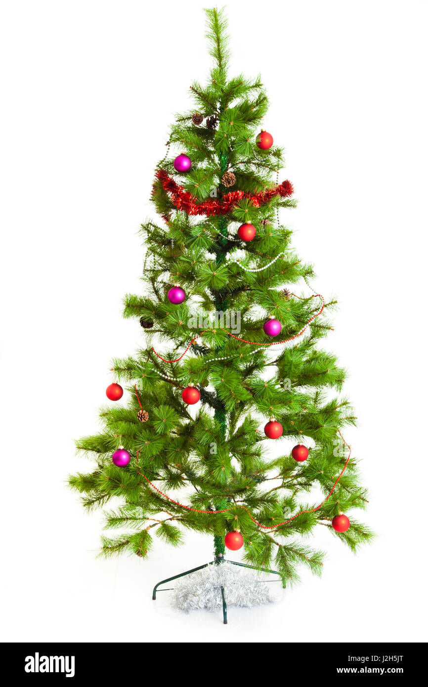 Christmas tree. Isolated decorated christmas tree Stock Photo - Alamy