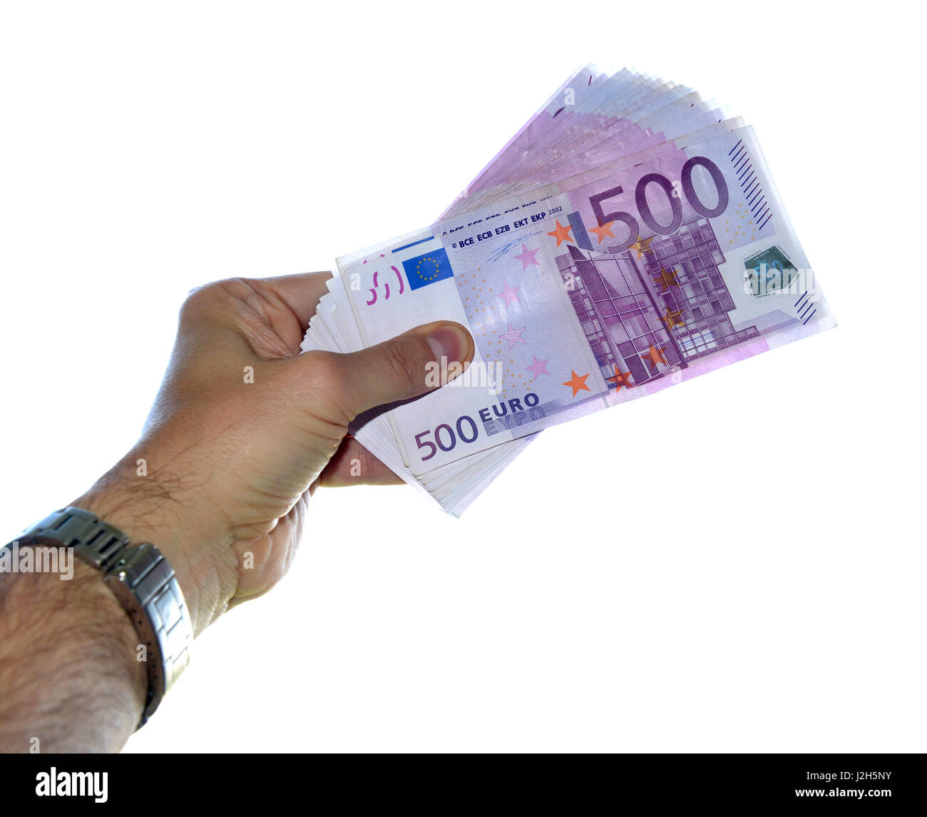 500 euro bills bank notes in hand Stock Photo - Alamy