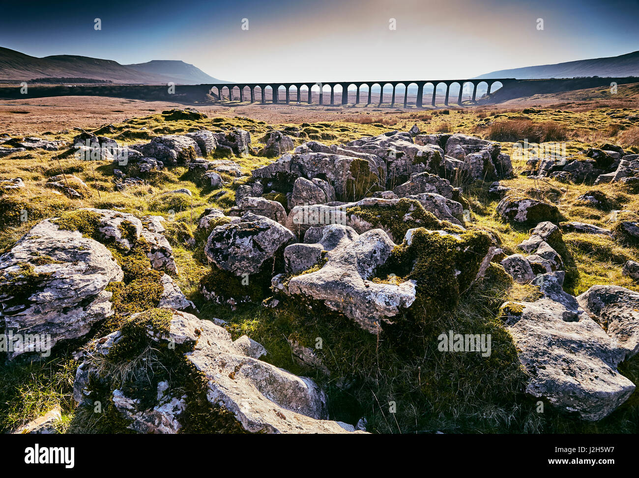 Ribblehead Viaduct and limestone Stock Photo - Alamy