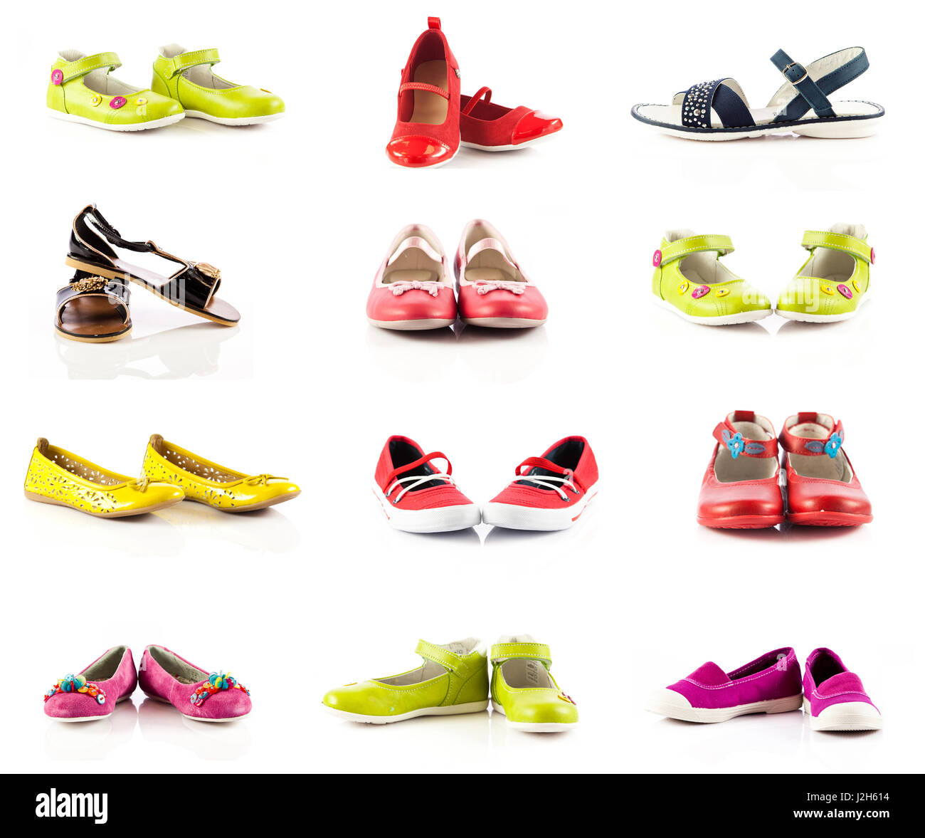 children shoes isolated on white background. collection of different ...