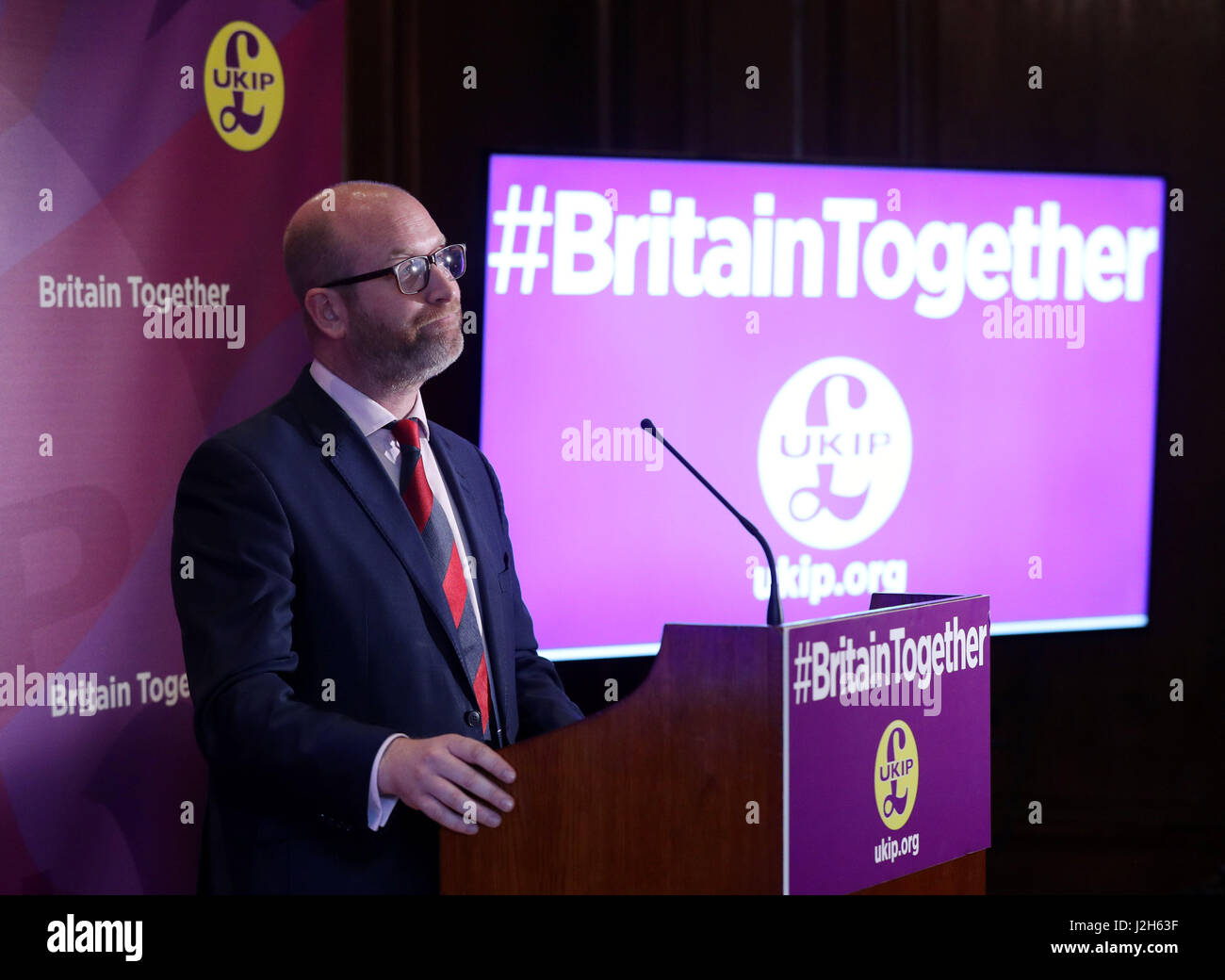 UKIP leader Paul Nuttall speaks to assembled media at the launch of the ...