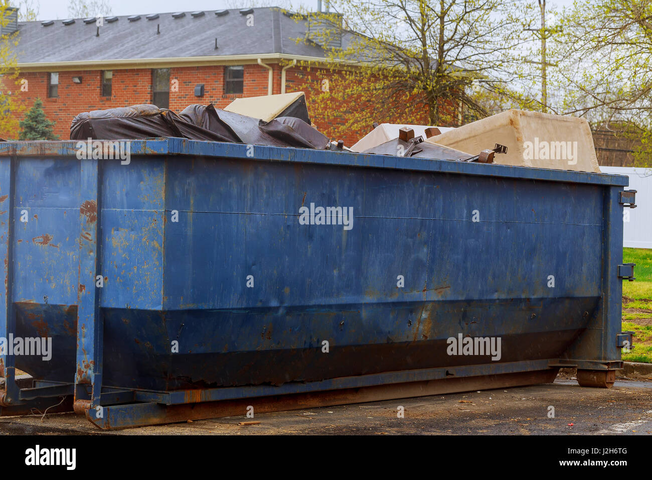container Over flowing Dumpsters being full with garbage Stock Photo ...