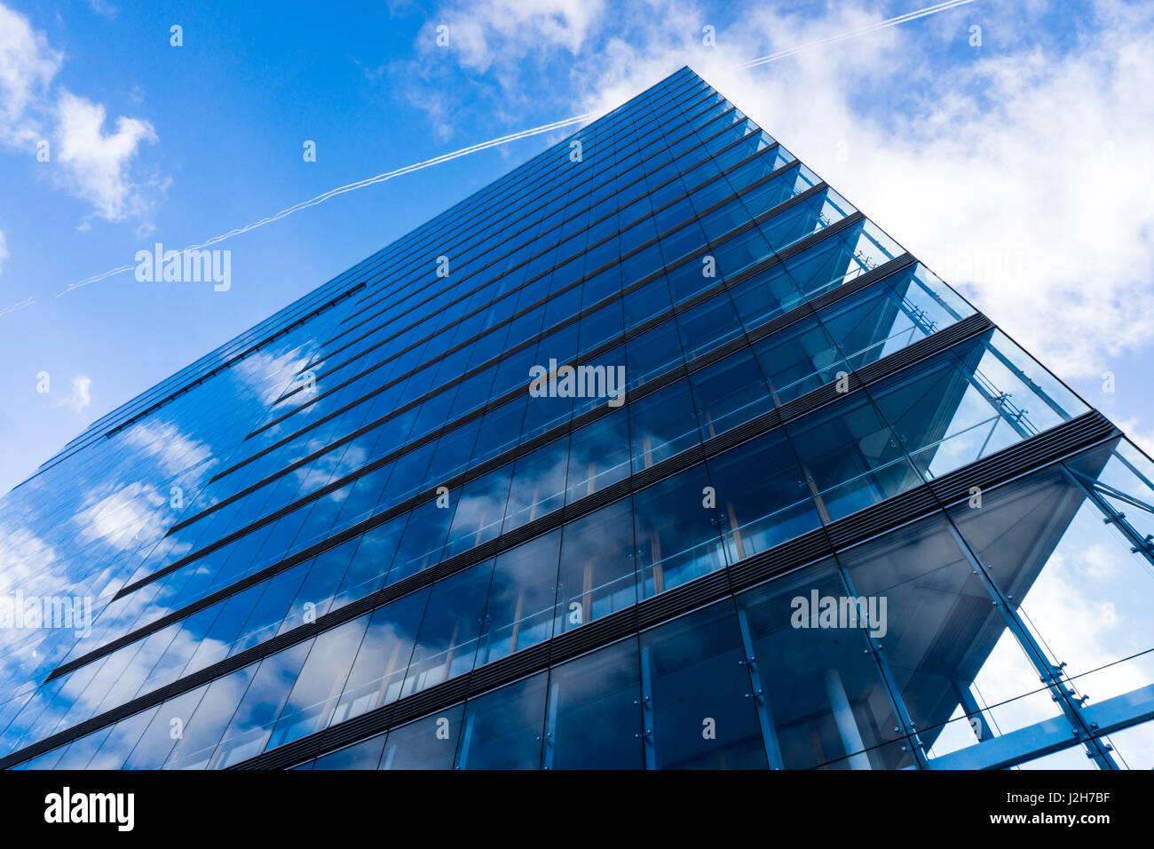 blue glass wall of skyscraper. Buildings abstract Stock Photo - Alamy