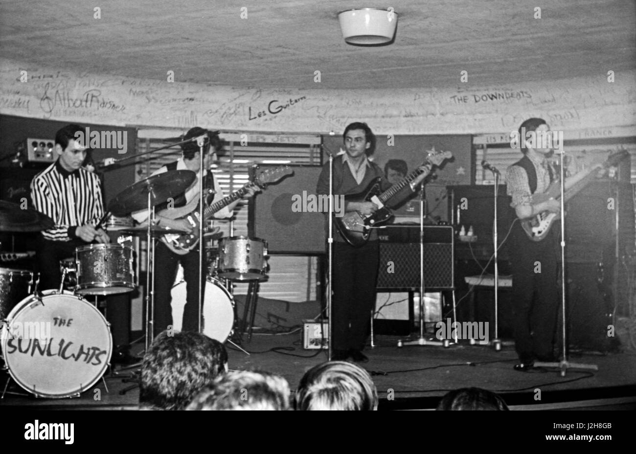 French rock band Les Sunlights performing at the Golf-Drouot in Paris ...