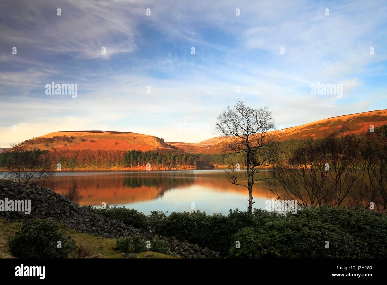 Autumn view of Derwent reservoir, Upper Derwent Valley, Derbyshire ...