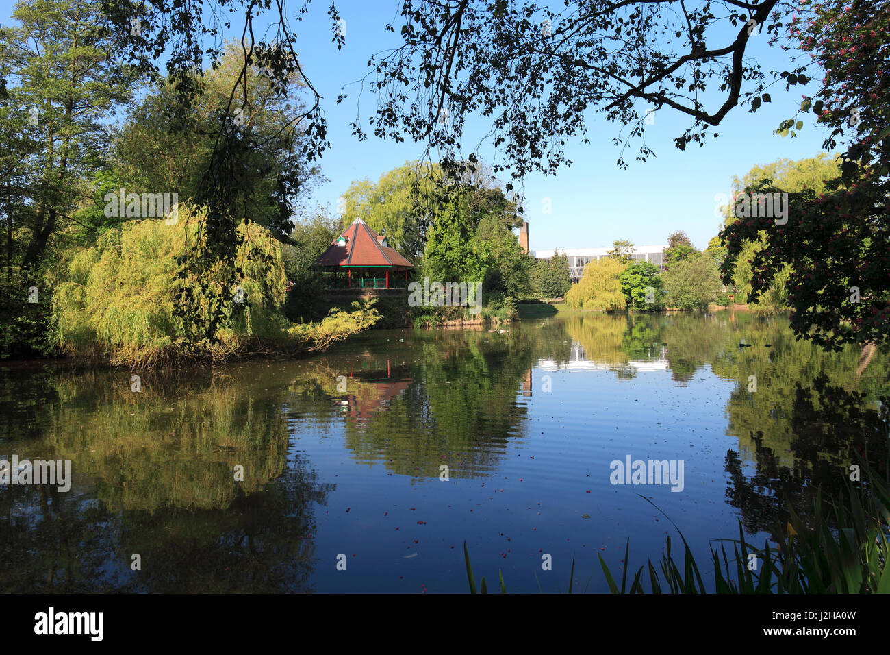 Spring, Queens Park Lake, Chesterfield town; Derbyshire; England; UK ...