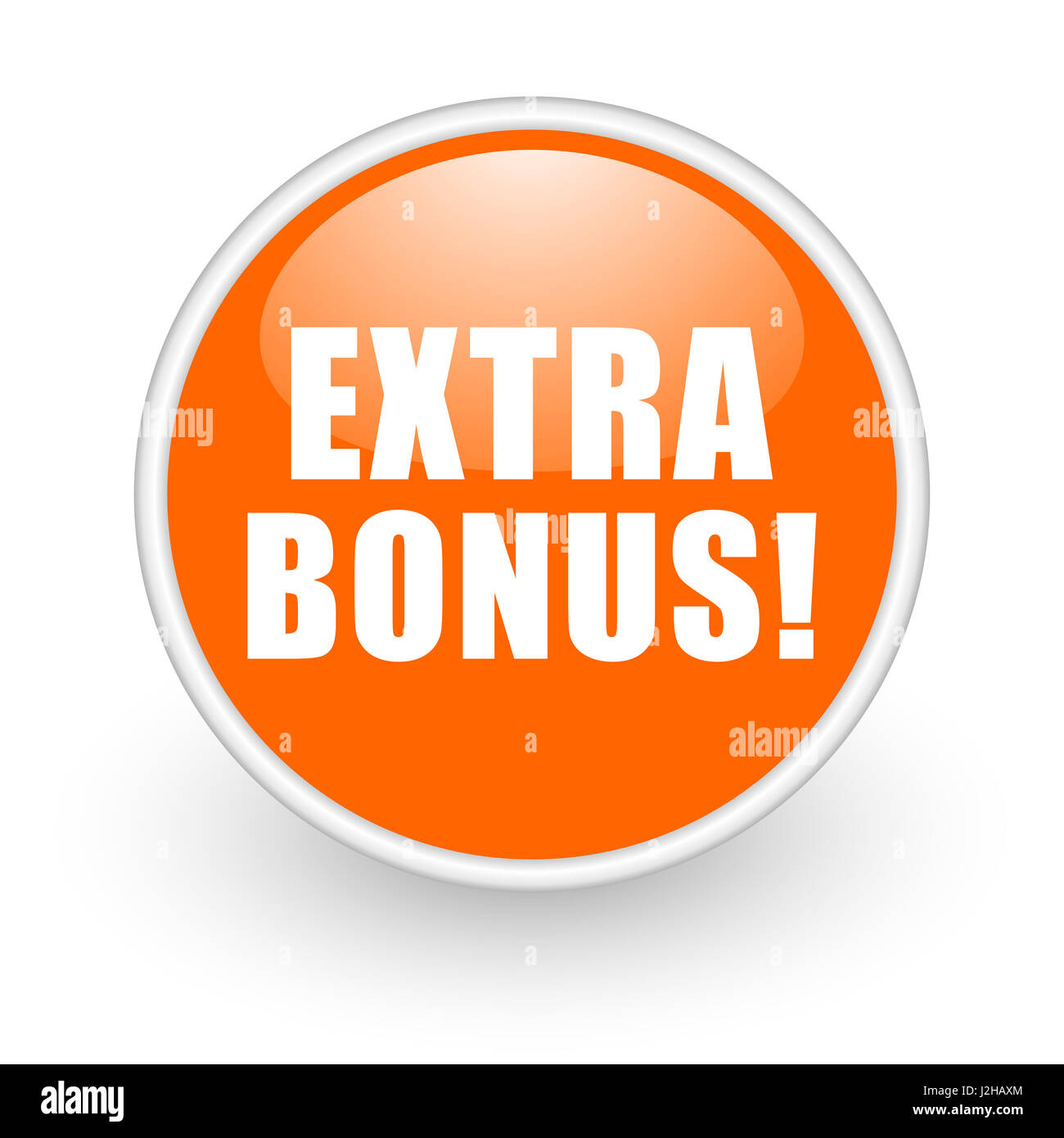 Extra bonus modern design glossy orange web icon on white background ...