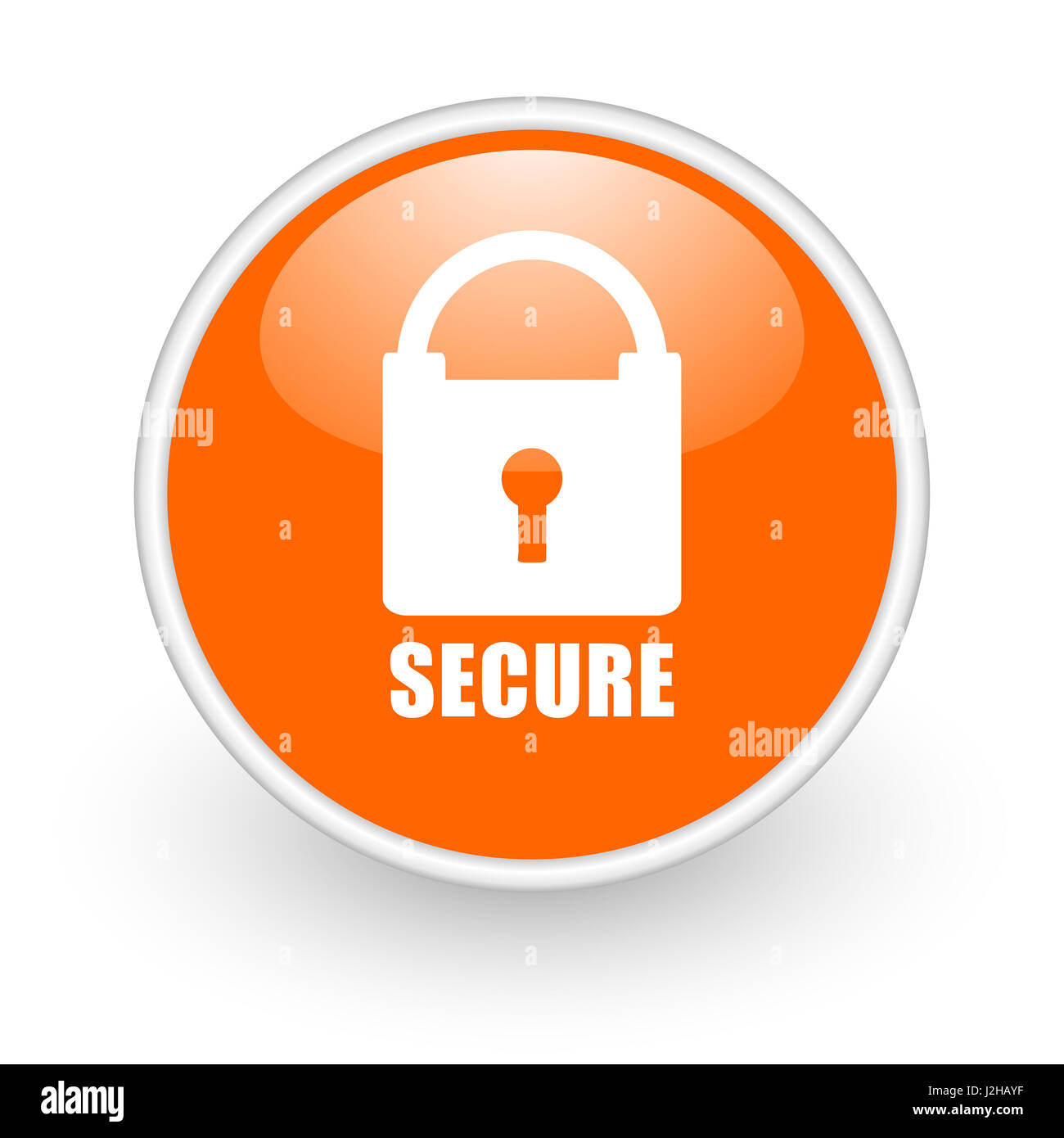 Secure modern design glossy orange web icon on white background Stock ...