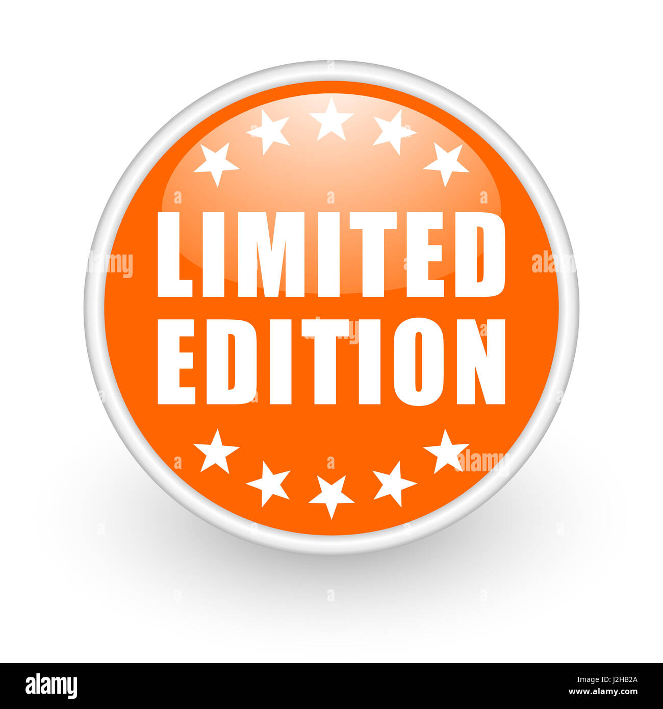 Limited edition modern design glossy orange web icon on white ...