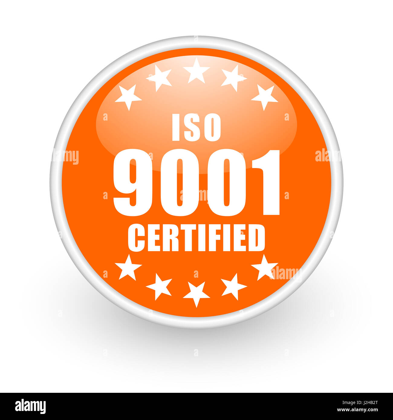 Iso 9001 modern design glossy orange web icon on white background Stock ...