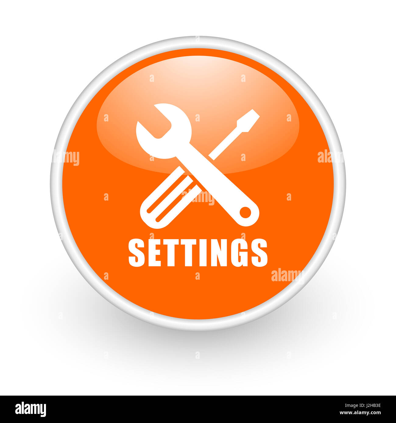 Settings modern design glossy orange web icon on white background Stock ...