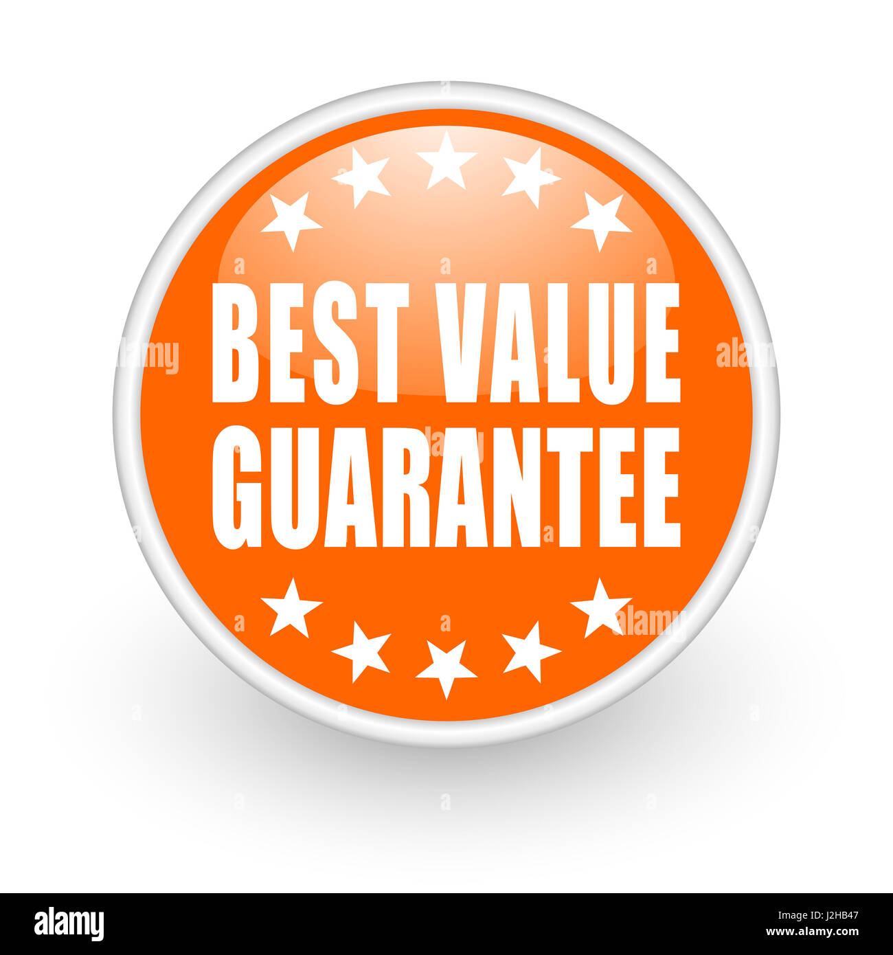 Best value guarantee modern design glossy orange web icon on white ...