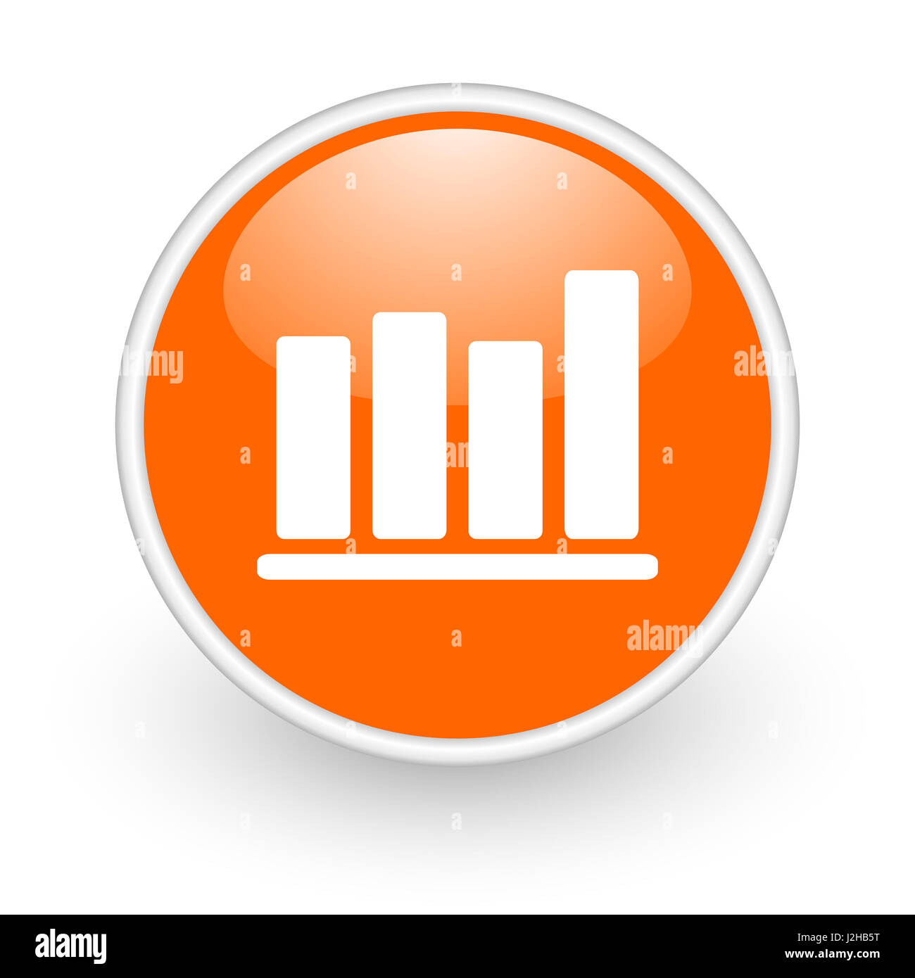 Bar chart modern design glossy orange web icon on white background ...