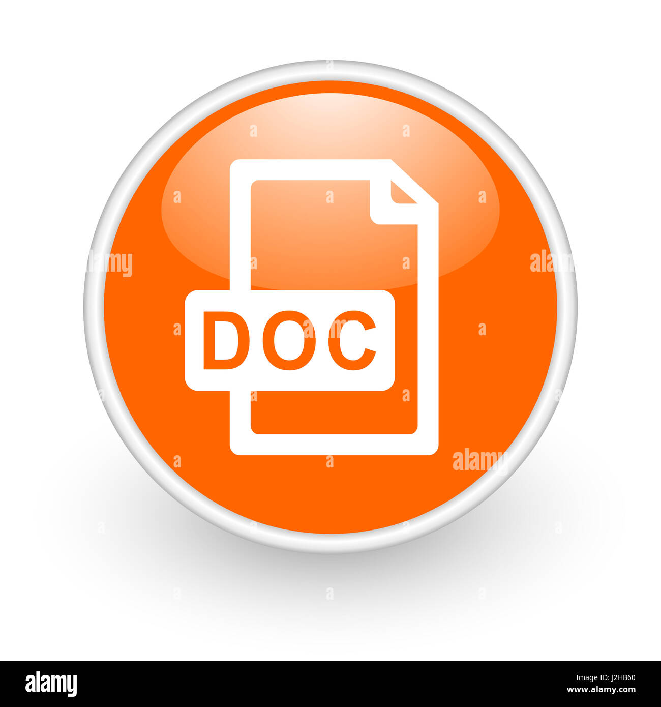 Doc file modern design glossy orange web icon on white background Stock ...