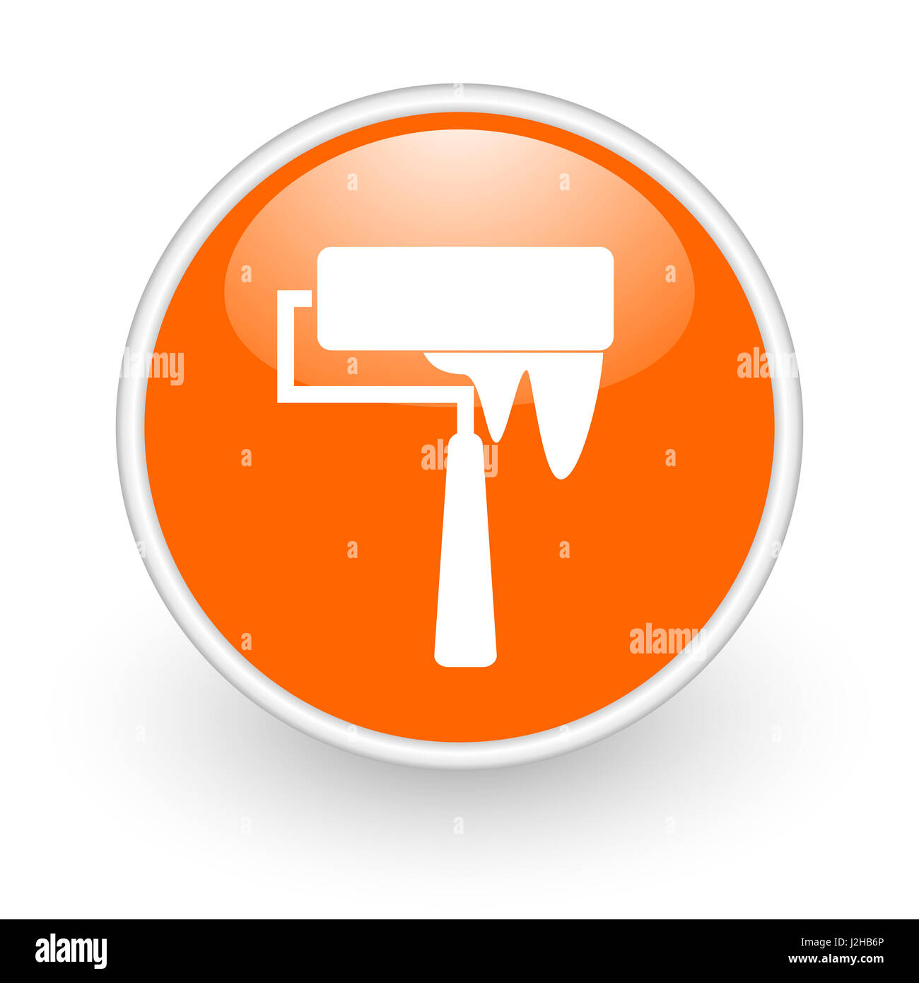 Brush modern design glossy orange web icon on white background Stock ...