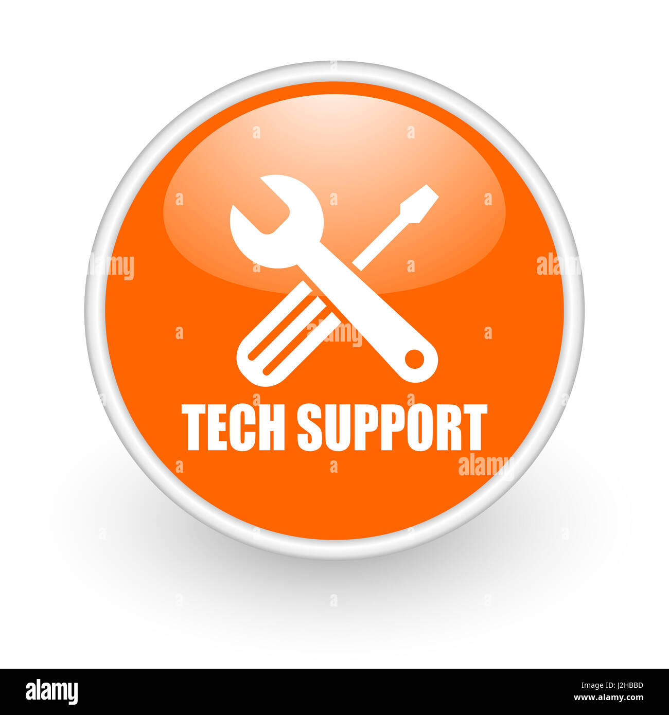 Technical support modern design glossy orange web icon on white ...