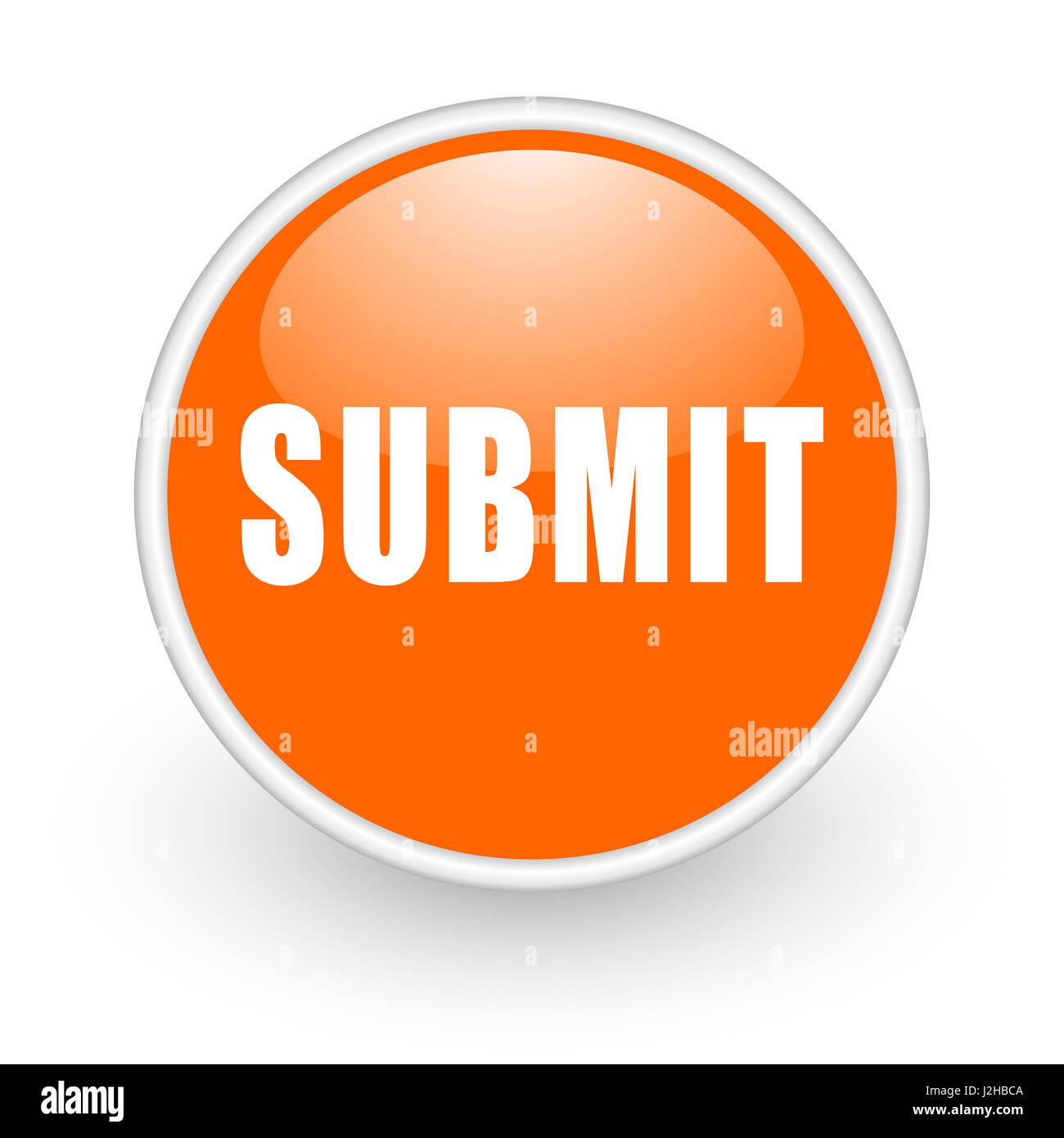 Submit modern design glossy orange web icon on white background Stock ...