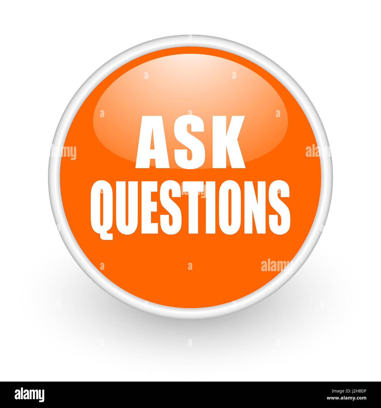 Ask questions modern design glossy orange web icon on white background ...