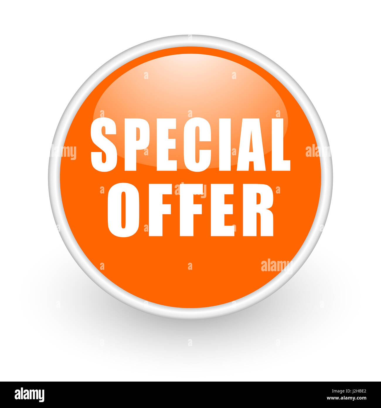 Special offer modern design glossy orange web icon on white background ...