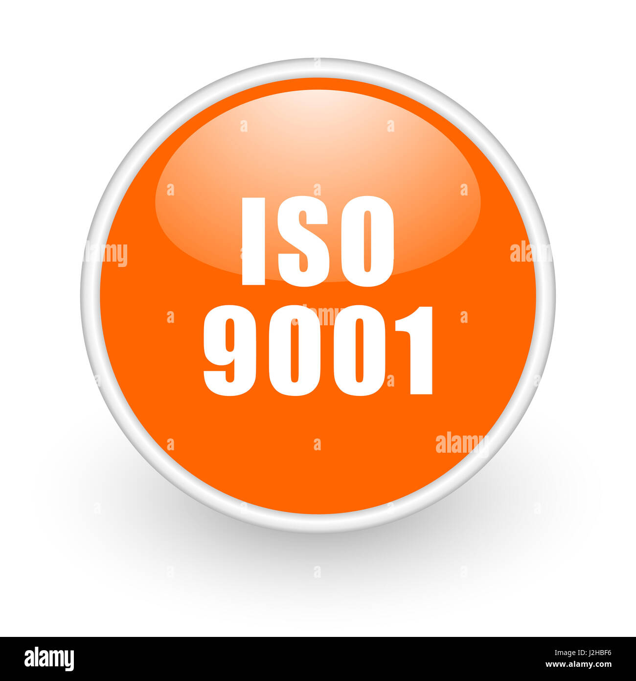 Iso 9001 modern design glossy orange web icon on white background Stock ...