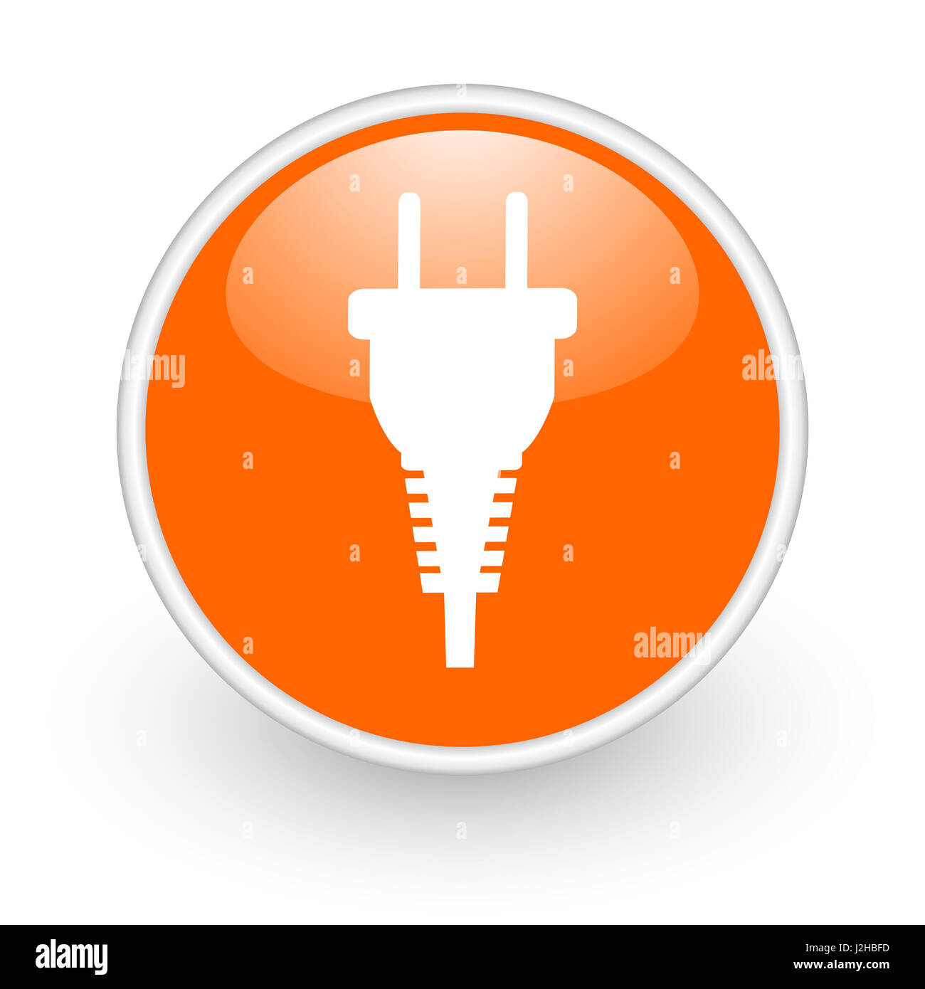 Plug modern design glossy orange web icon on white background Stock ...
