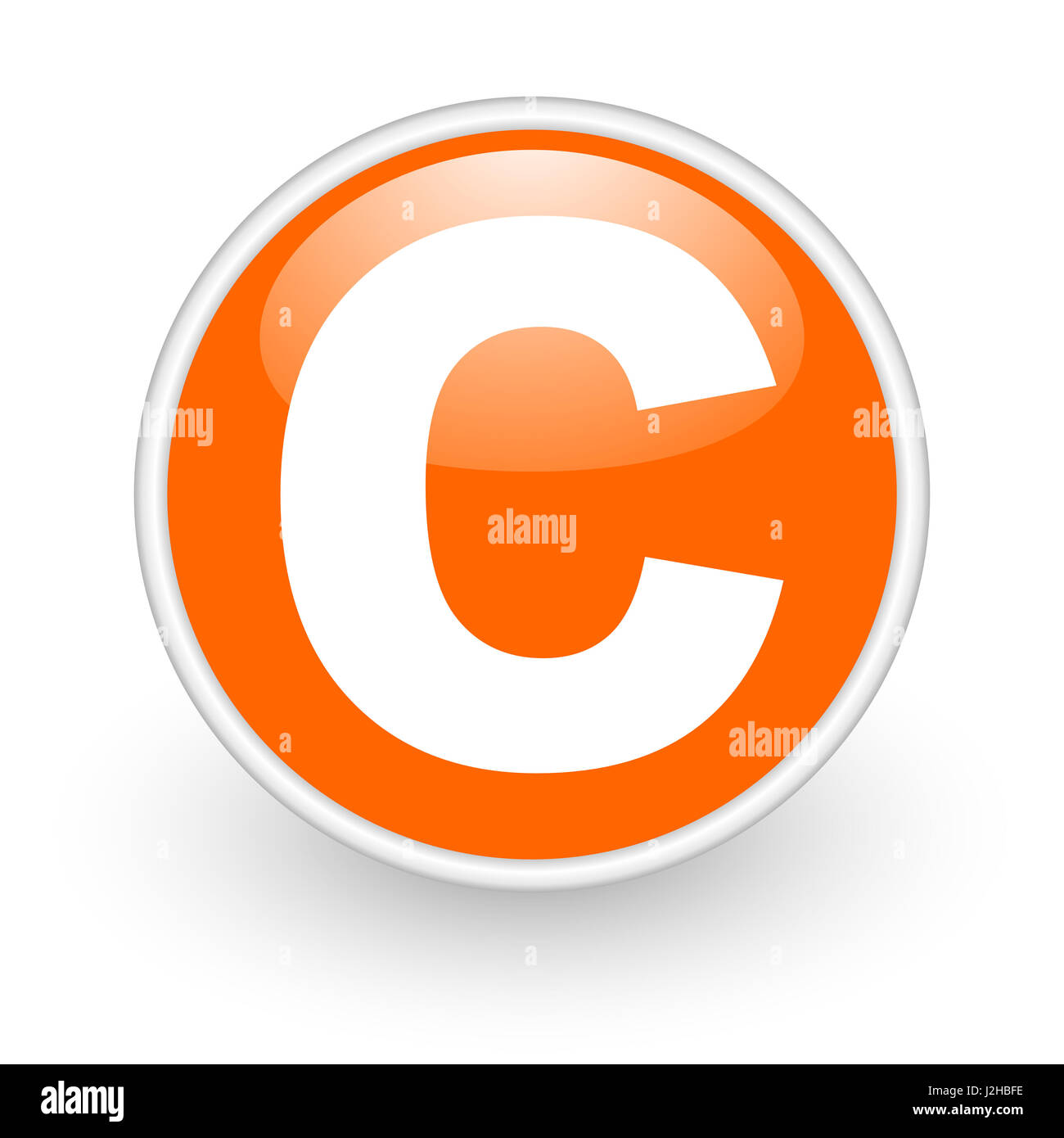 Copyright modern design glossy orange web icon on white background ...