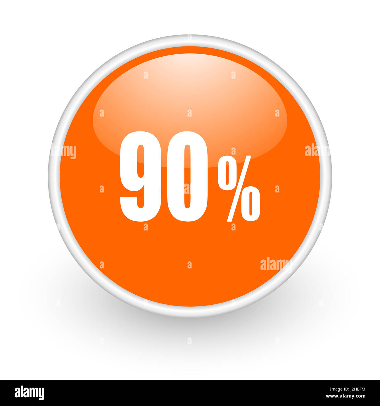 90 percent modern design glossy orange web icon on white background ...