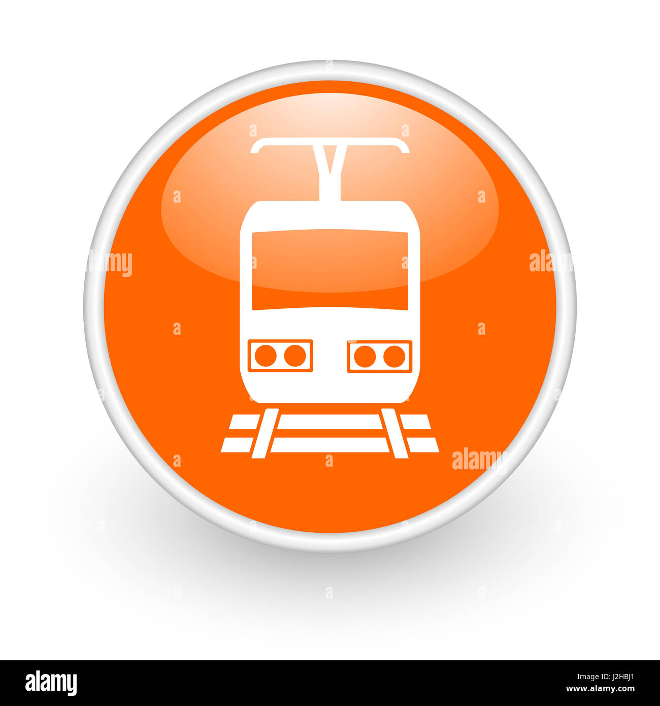 Train modern design glossy orange web icon on white background Stock ...