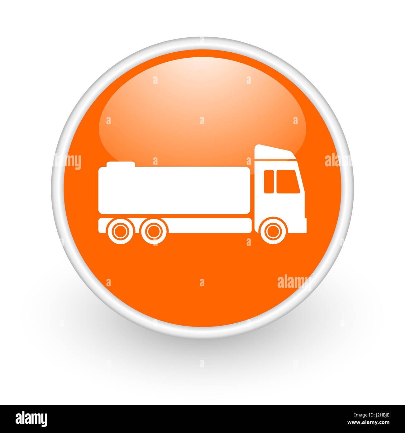 Truck modern design glossy orange web icon on white background Stock ...