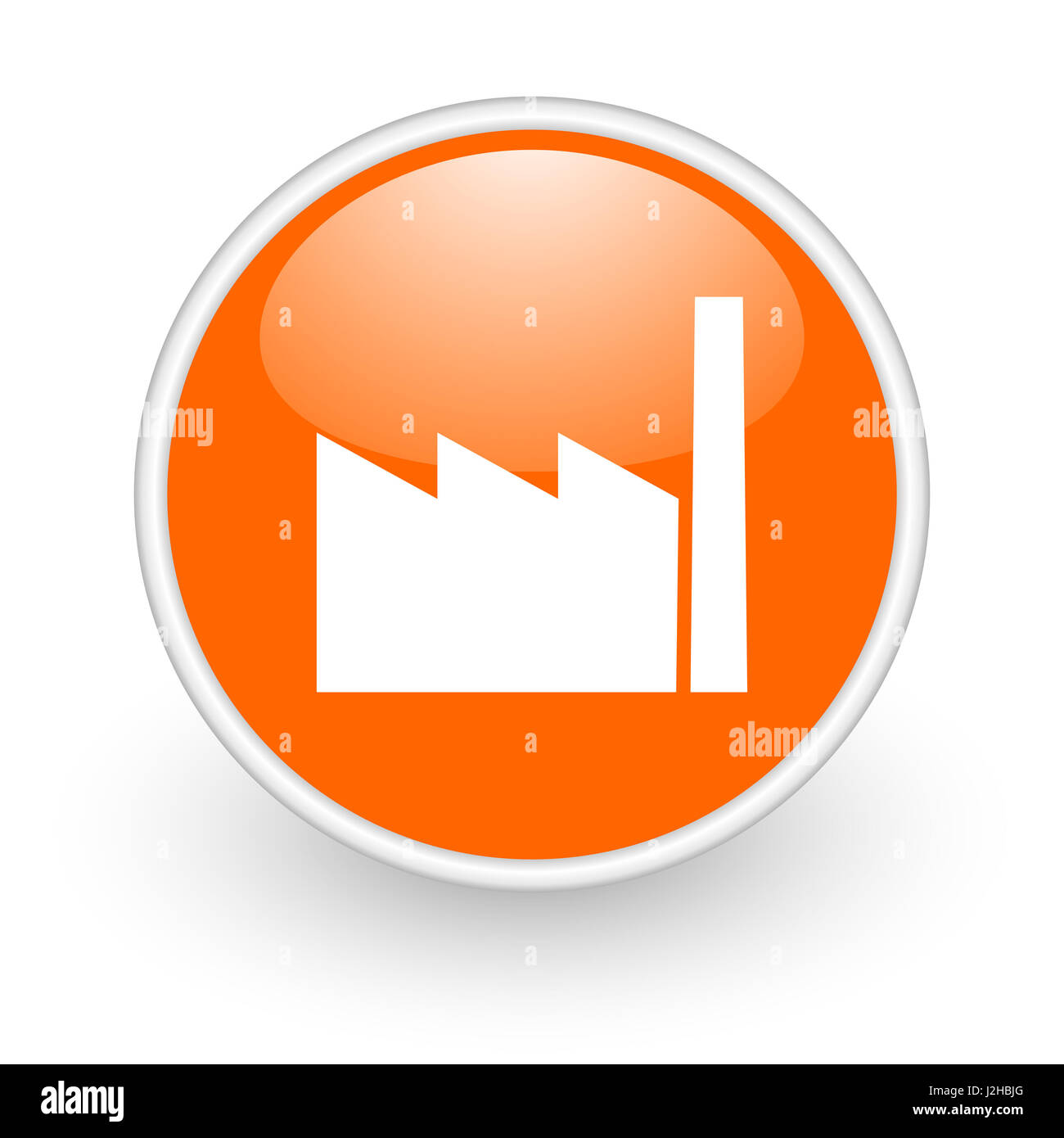 Factory modern design glossy orange web icon on white background Stock ...