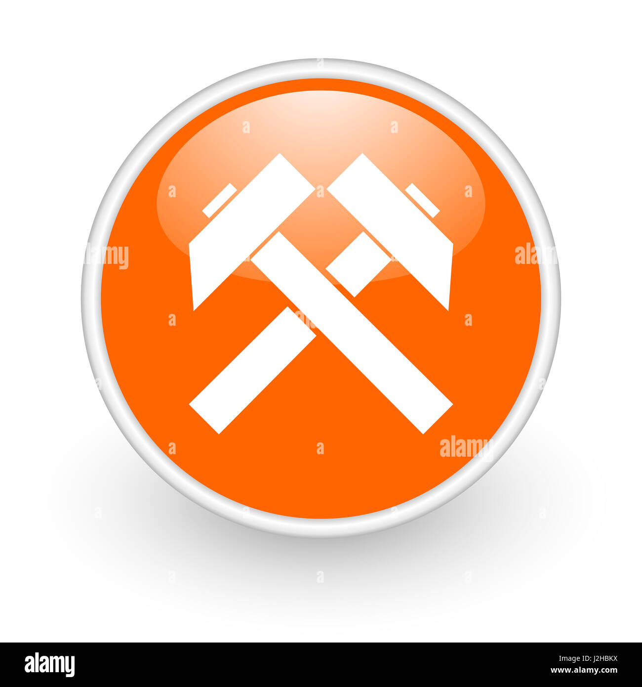 Mining modern design glossy orange web icon on white background Stock ...