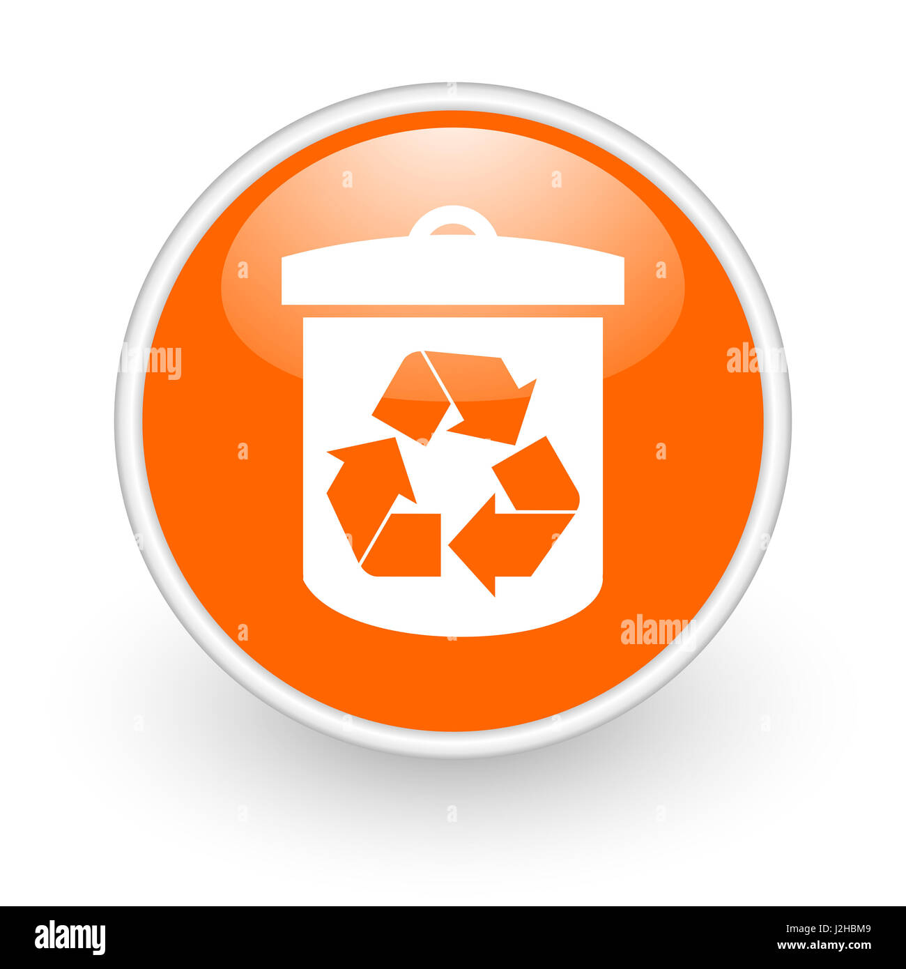 Recycle modern design glossy orange web icon on white background Stock ...