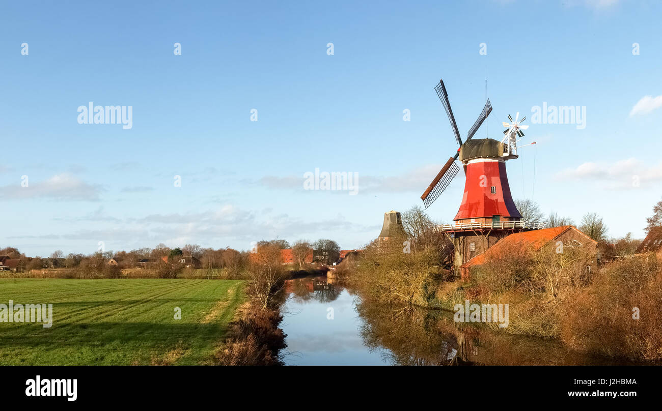 Greetsiel, Germany - December 6, 2014: Traditional Windmill working and ...