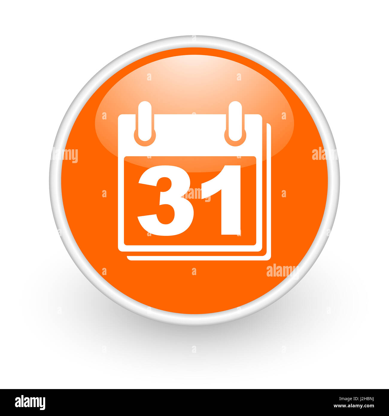 Calendar modern design glossy orange web icon on white background Stock ...