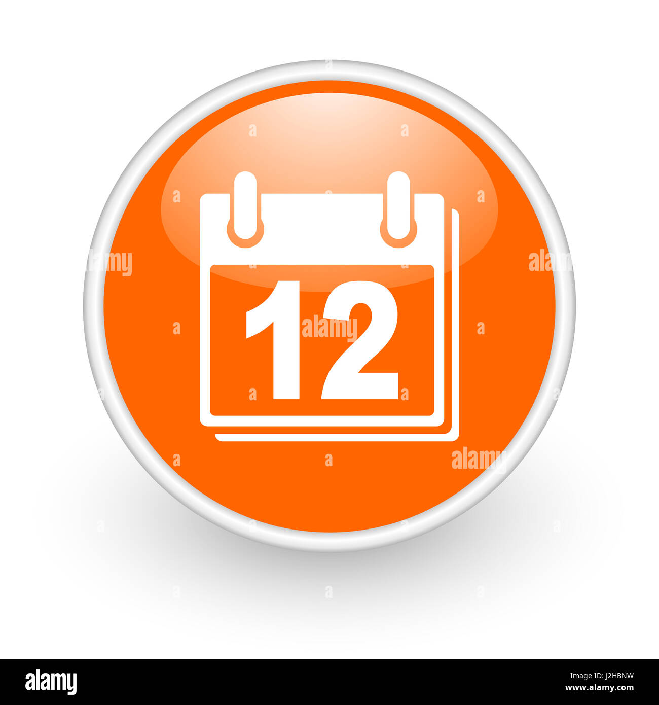 Calendar modern design glossy orange web icon on white background Stock ...
