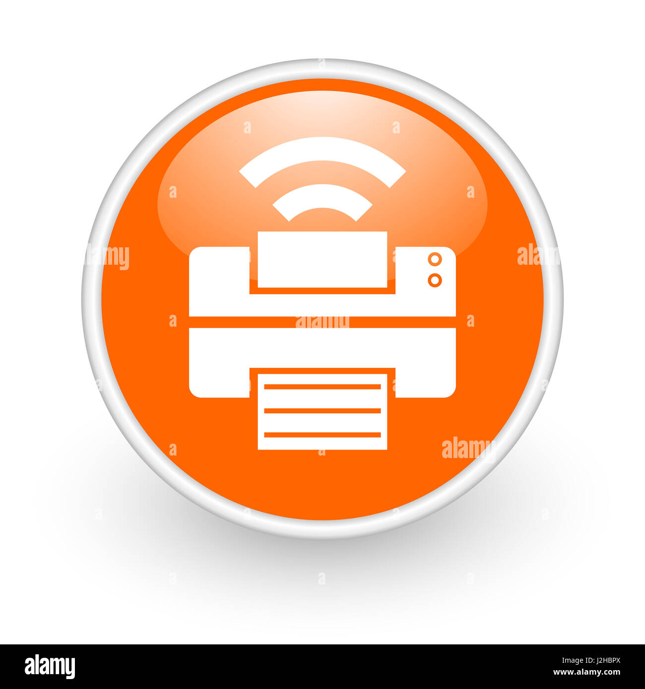 Printer modern design glossy orange web icon on white background Stock ...